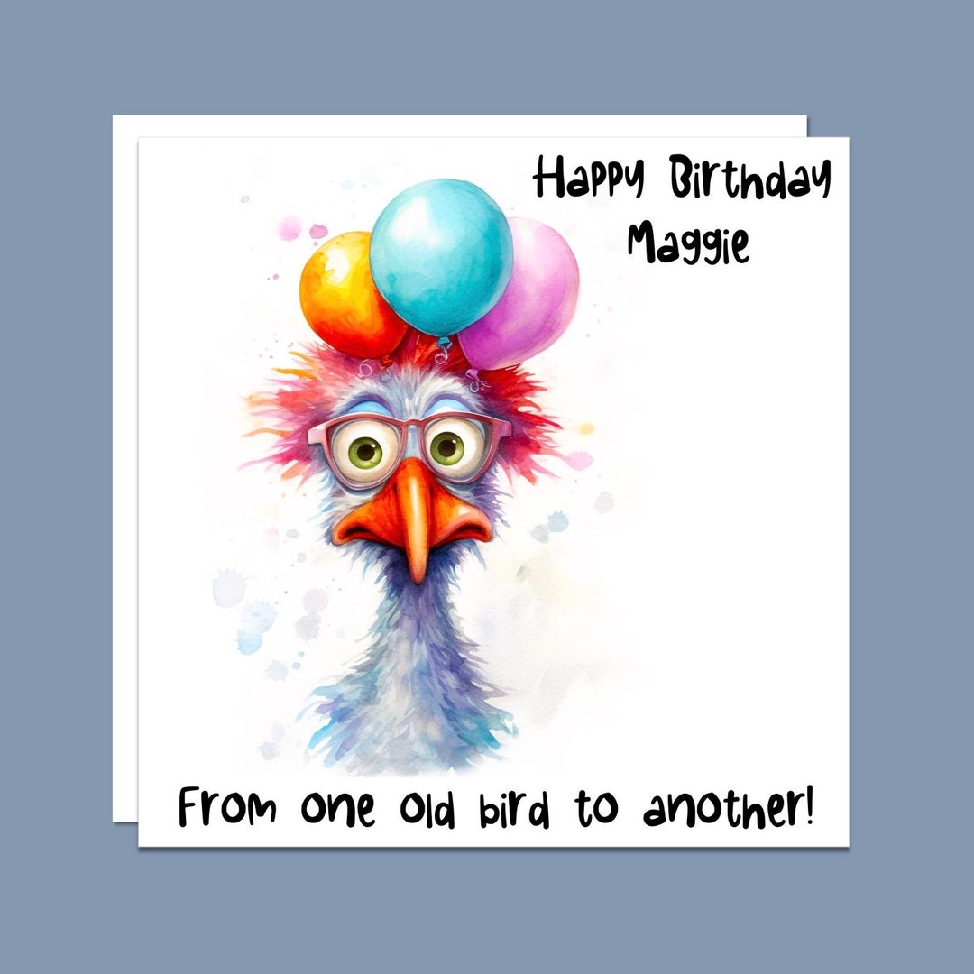 Happy Birthday Funny Bird Greeting Card. Can Be Personalised - Etsy
