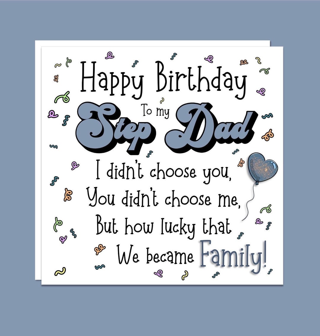 Step Dad Birthday Card, Step Father, Bonus Dad, Handmade Unique Card ...