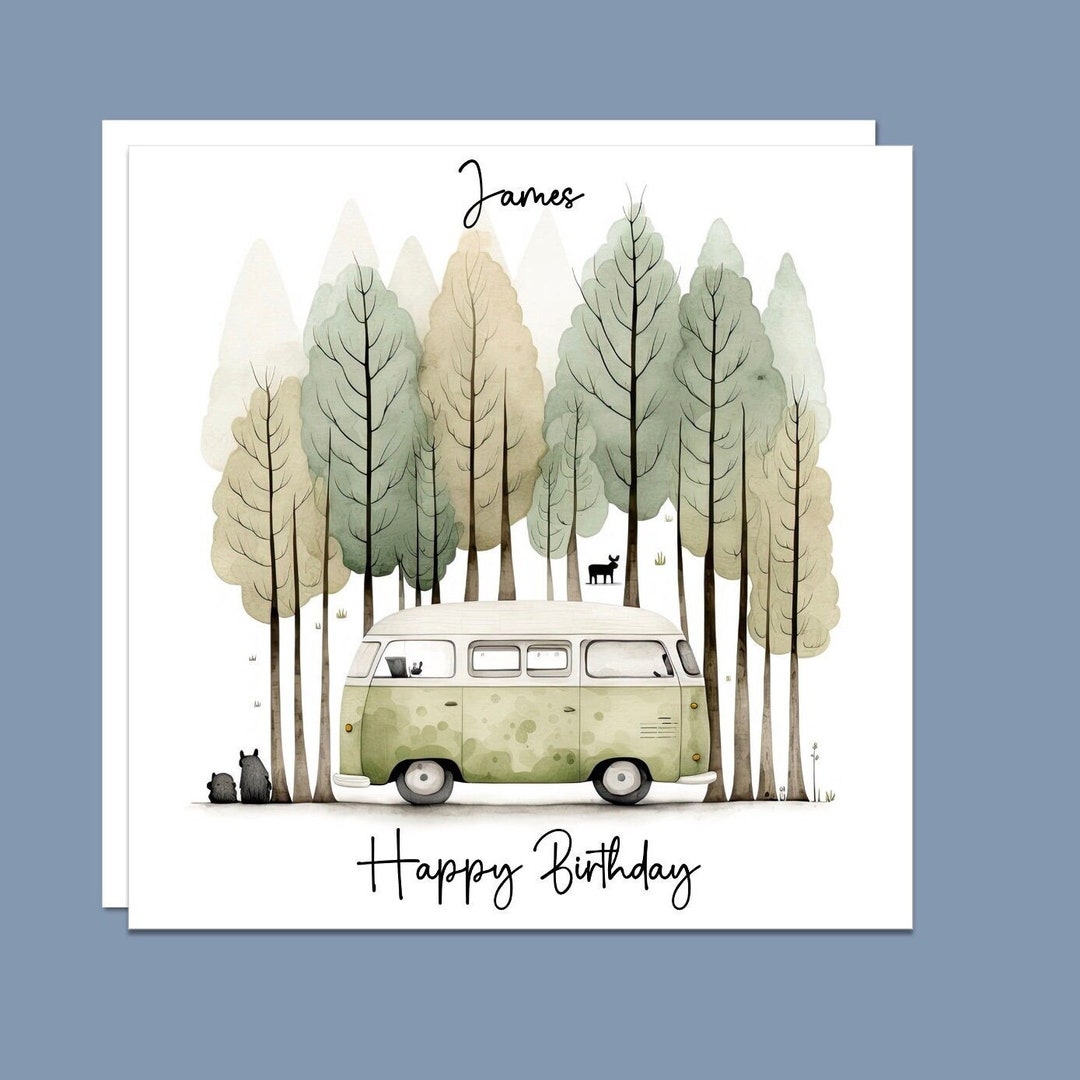 Personalised Campervan Handmade Unique Birthday Greeting Card Caravan ...