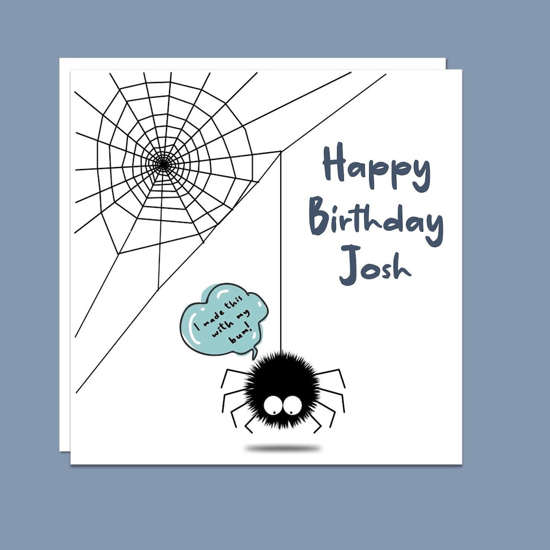 Happy Birthday Personalised Funny Cute Spider Greeting Card. Handmade ...