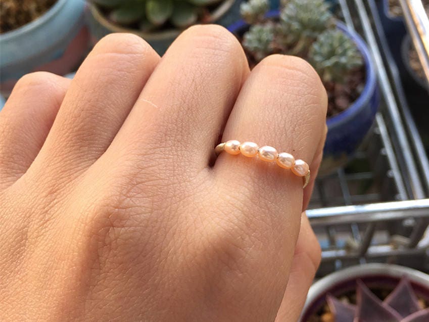 Stacking Pearl Ring Beaded Stackable Pearl Ring Natural Pearl - Etsy ...