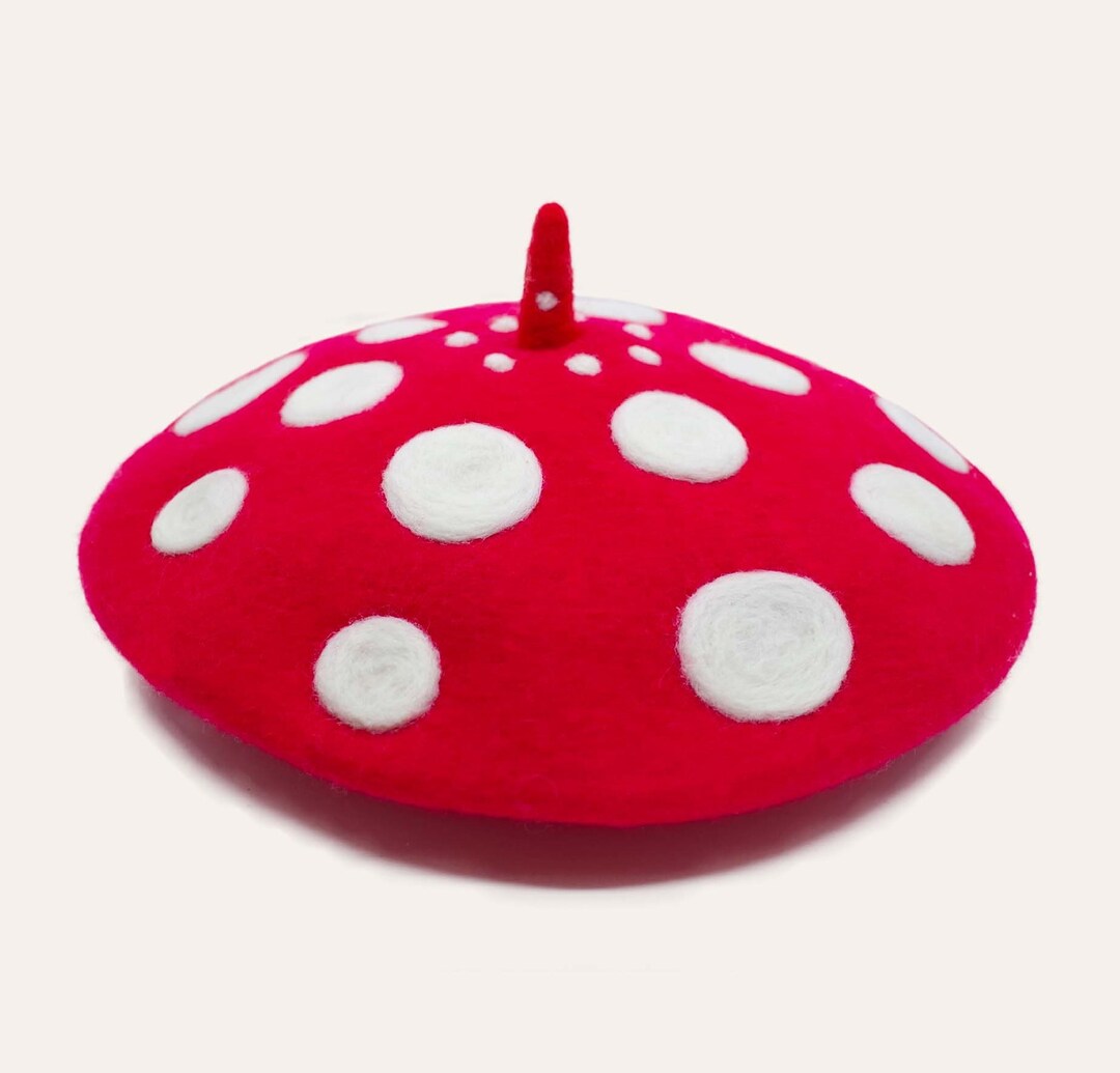 Red Mushroom Beret Yayoi Kusama Cottagecore Beret Toadstool Etsy red-mushroom-beret-yayoi-kusama-cottagecore-beret-toadstool-etsy