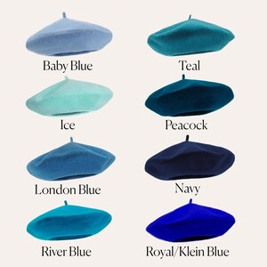 Blue Berets 100% Wool Beret, French Beret for Women in Light Blue, Navy ...