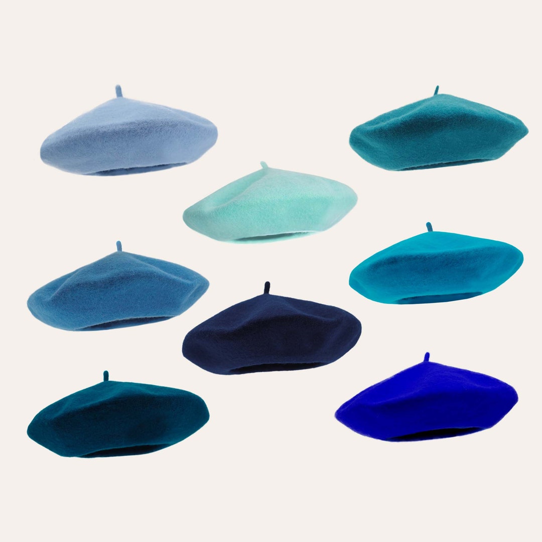 Blue Berets 100% Wool Beret, French Beret for Women in Light Blue, Navy ...