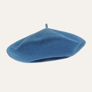 Blue Berets 100% Wool Beret, French Beret for Women in Light Blue, Navy ...