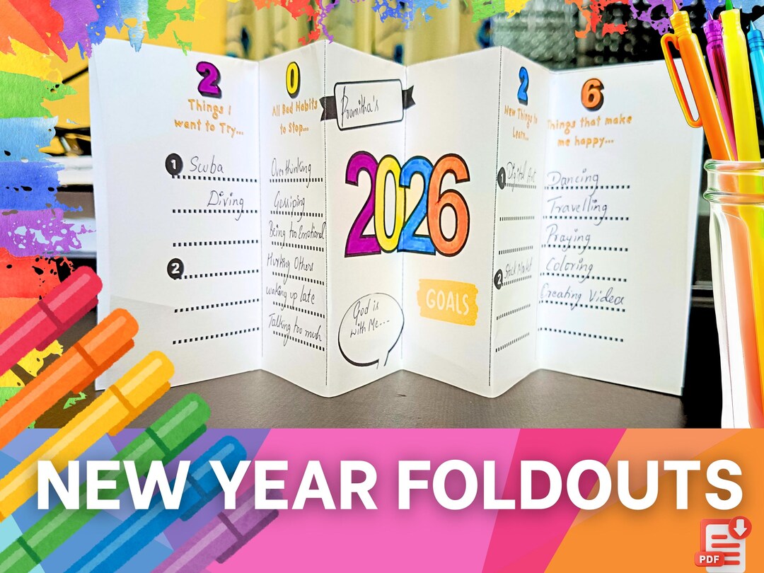 Activité pliable Nouvel An 2026 pour enfants | Feuille de travail sur ...