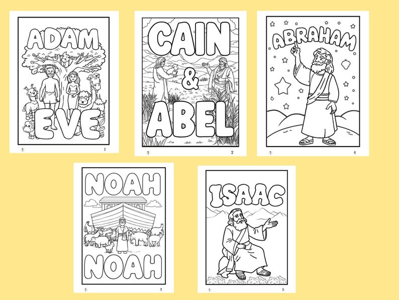Bible Character Coloring Pages for Kids: Christian Activity Set (PDF ...