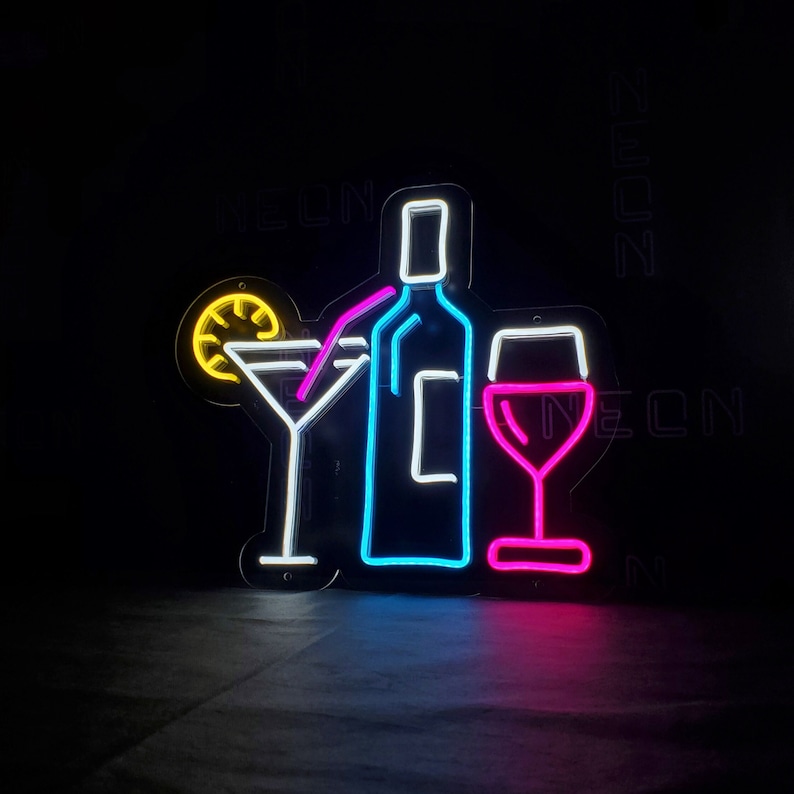 Wine Neon Sign Wine Led Sign Wine Light Signwine Wall - Etsy