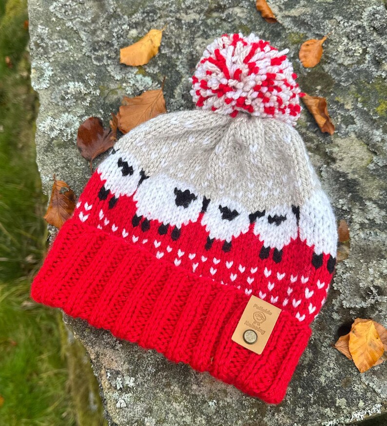 Red and Oatmeal Sheep Hat - Etsy