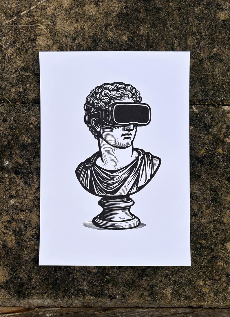 Augmented Antiquity - Classical Bust With VR Headset | A4 PRINT - Etsy