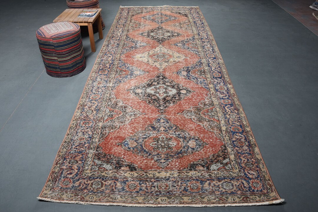 4.8x12.8 Ft Runner Rugs, Vintage Rug, Turkish Rug, Oushak Rug, Rugs for ...