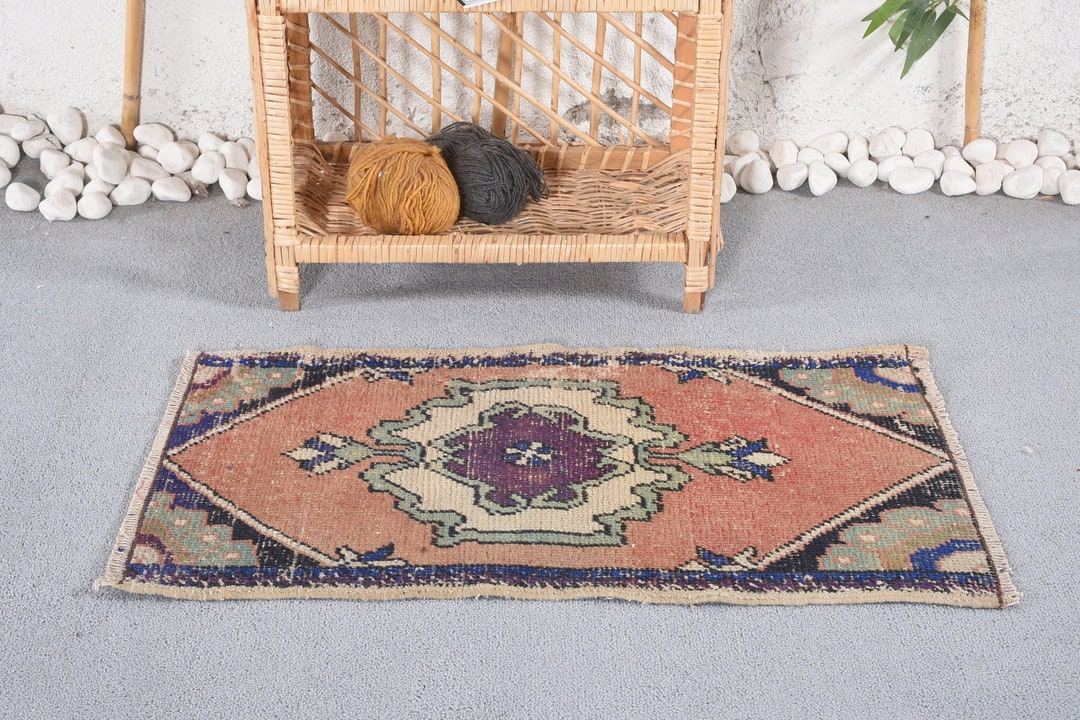 Vintage Rug Turkish Small Antique Rugs for Bathroom 1.5x2.6 Ft Brown ...