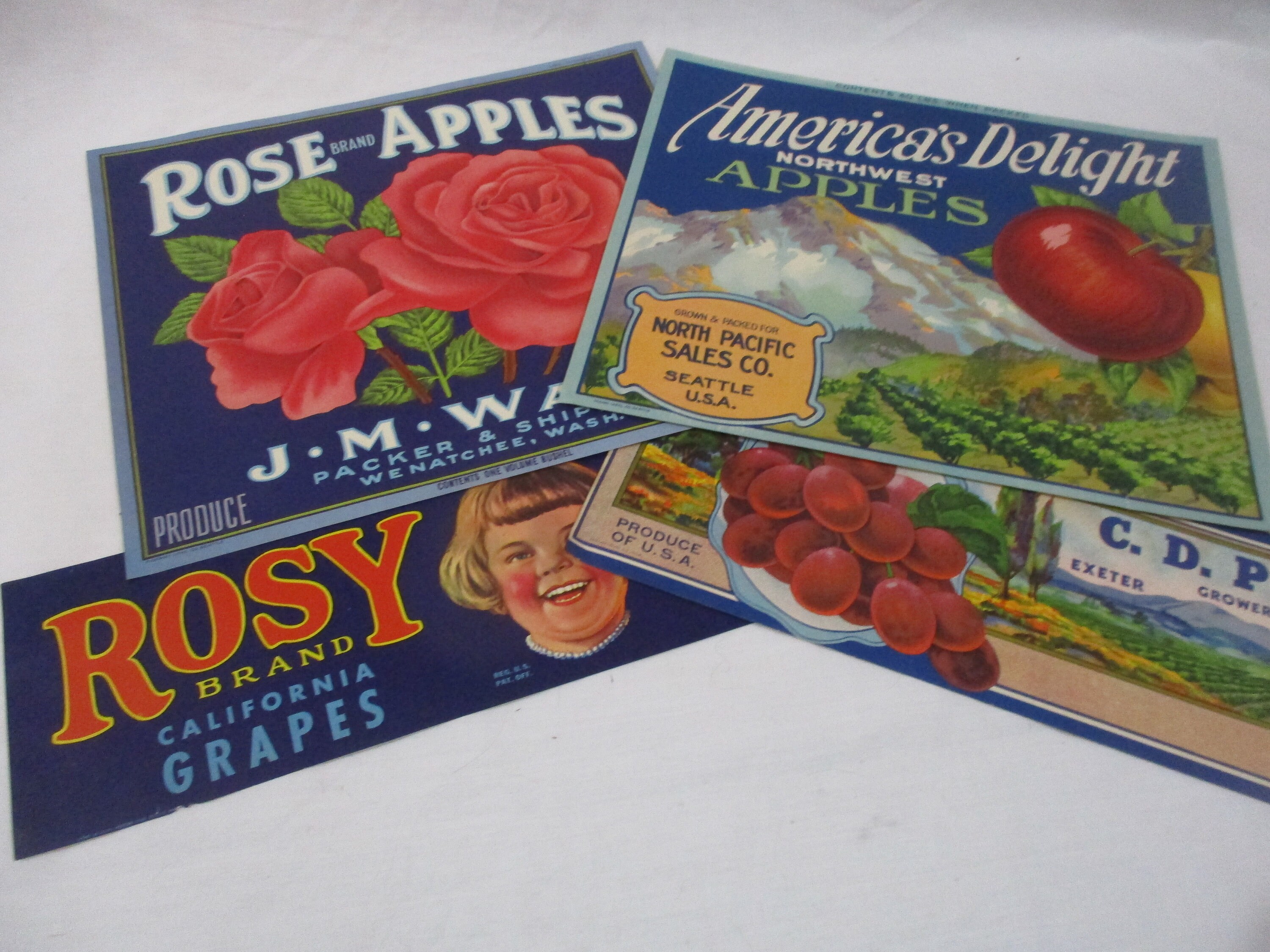 Vintage Fruit Crate Labels Set of 4 - Etsy