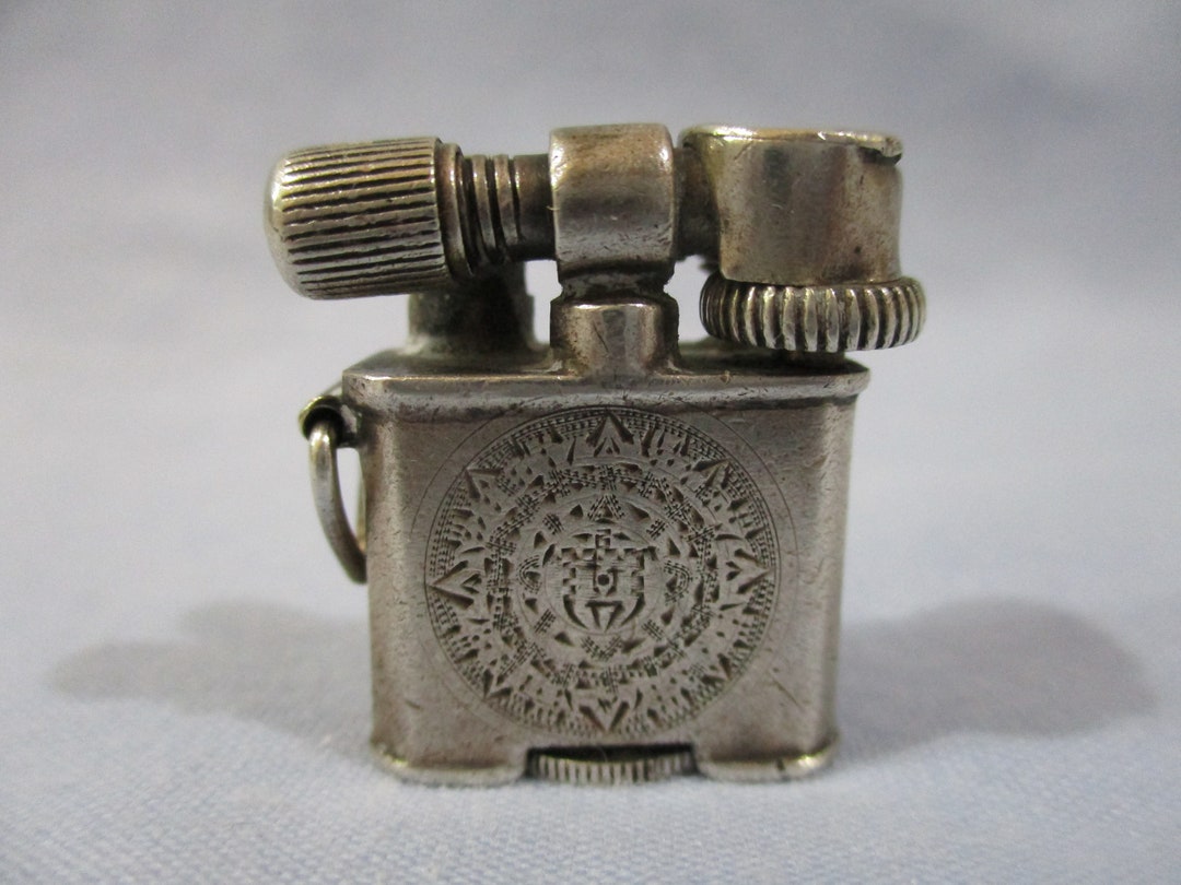 Vintage Mini Lighter With Mayan Calendar Sterling Silver Made in Mexixo ...