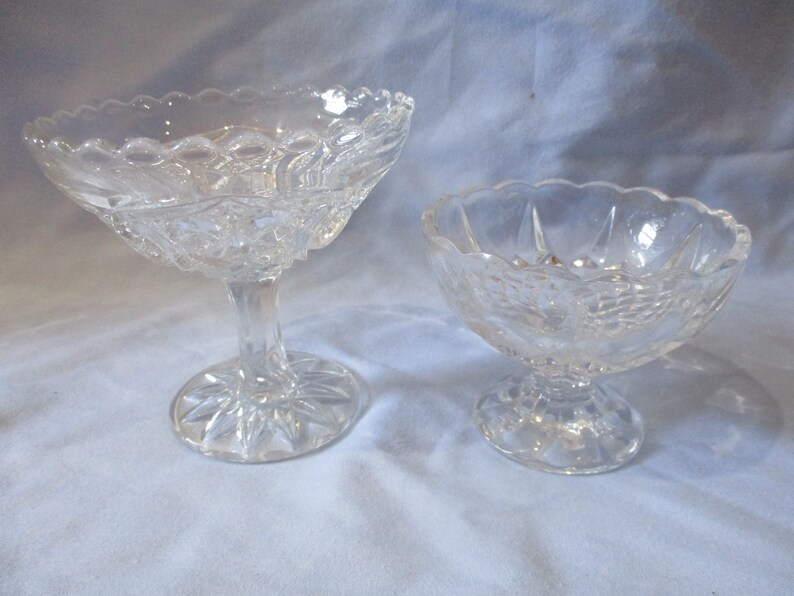 Vintage Pair of Footed Glass Compotes Clear Pressed Glass - Etsy