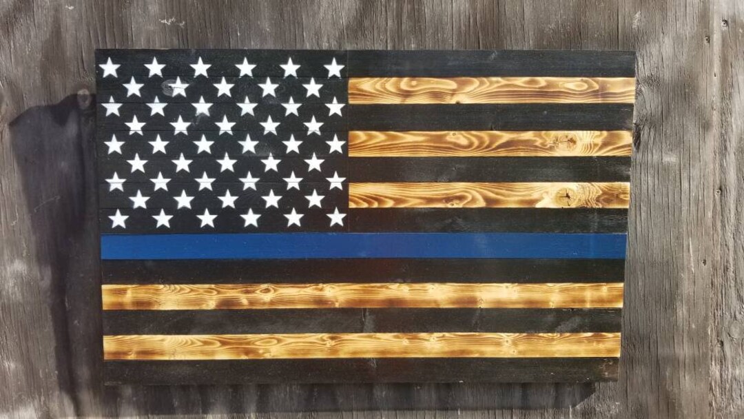Thin Blue Line Wooden Flag 9 X 15 - Etsy