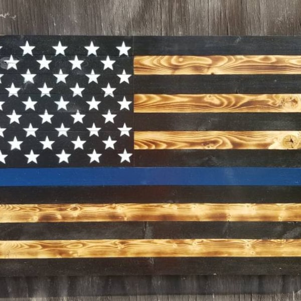 Wooden Thin Blue Line Flag - Etsy