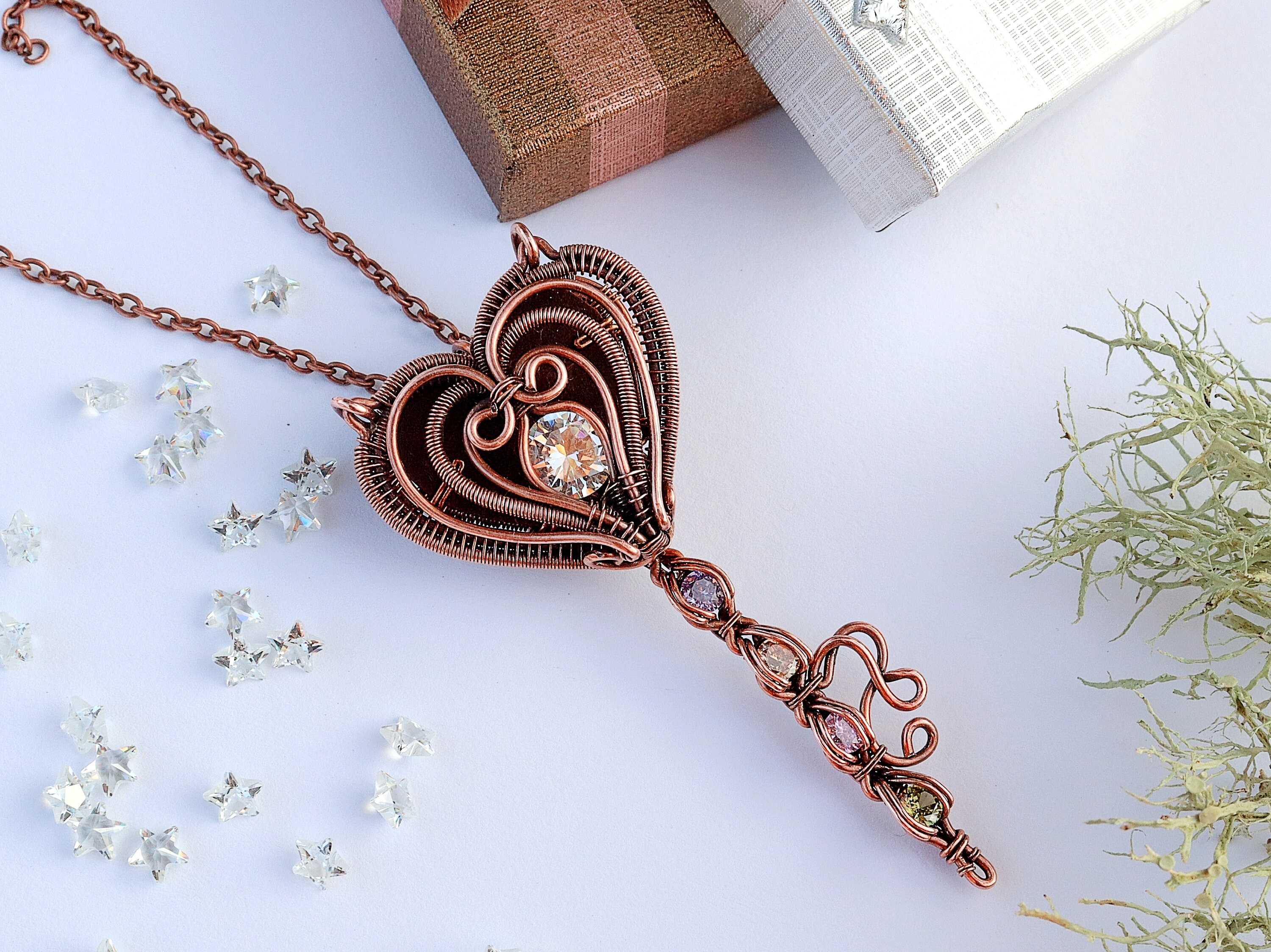 Wire Wrap Tutorial Heart Key Locket Pendantnecklace Crystal | Etsy