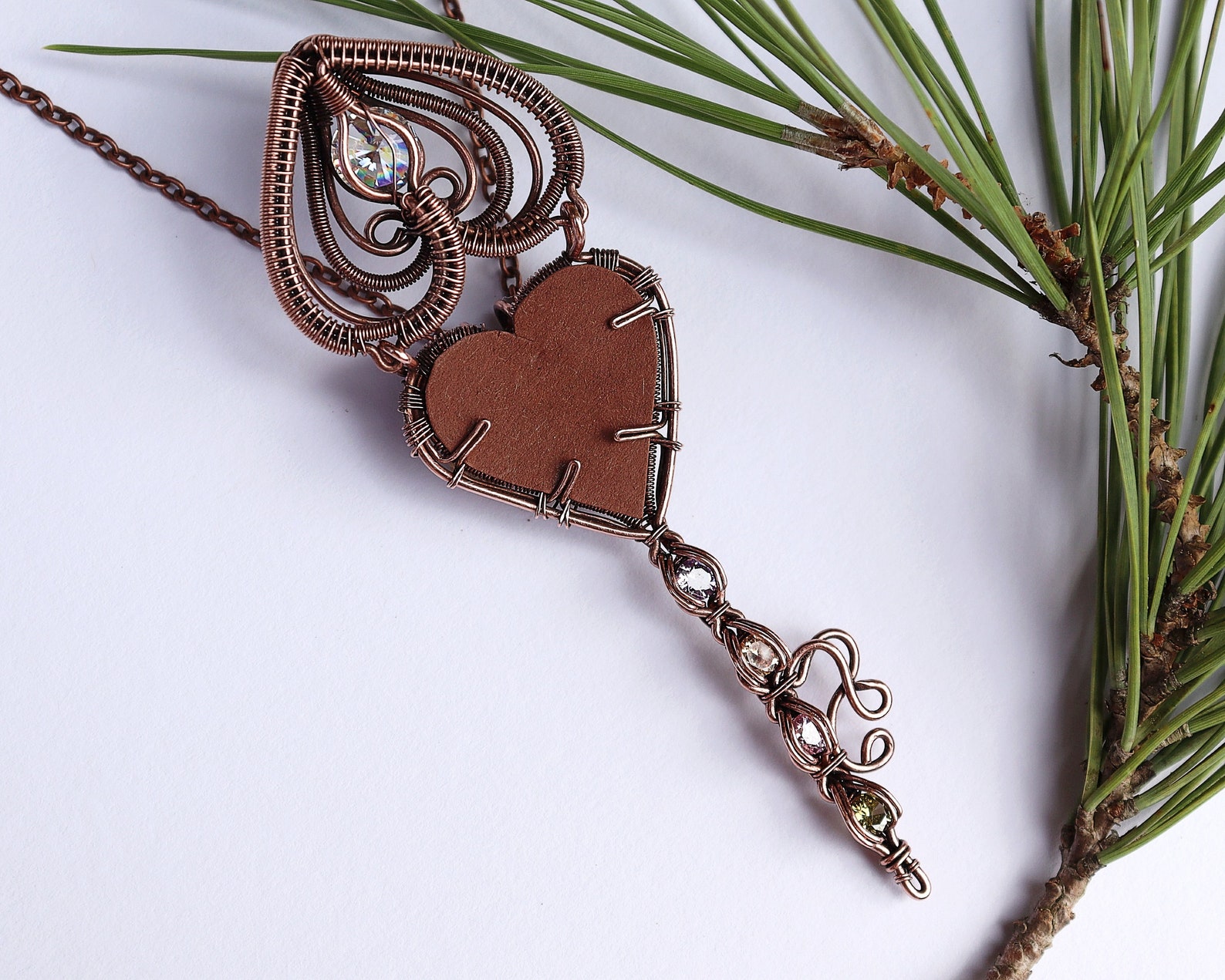 Wire Wrap Tutorial Heart Key Locket Pendantnecklace Crystal | Etsy