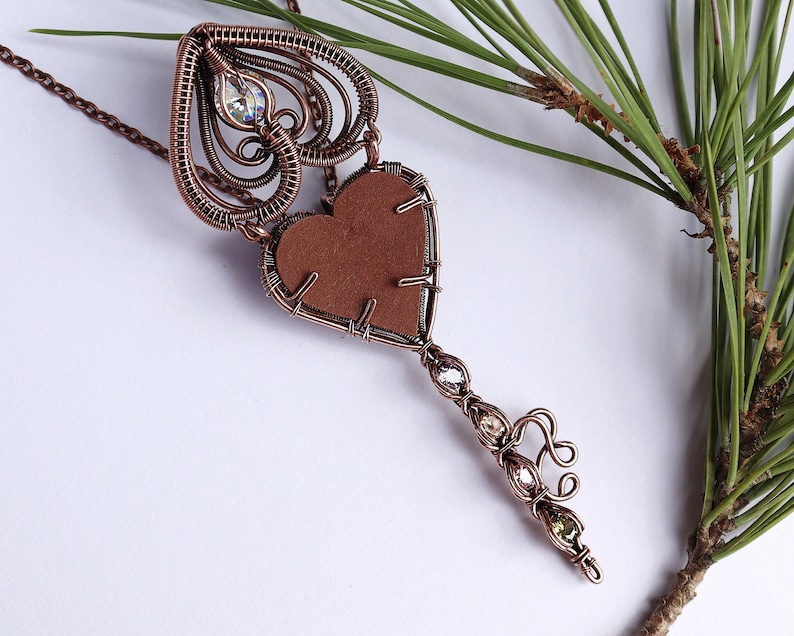 Wire Wrap Tutorial Heart Key Locket Pendantnecklace Crystal | Etsy