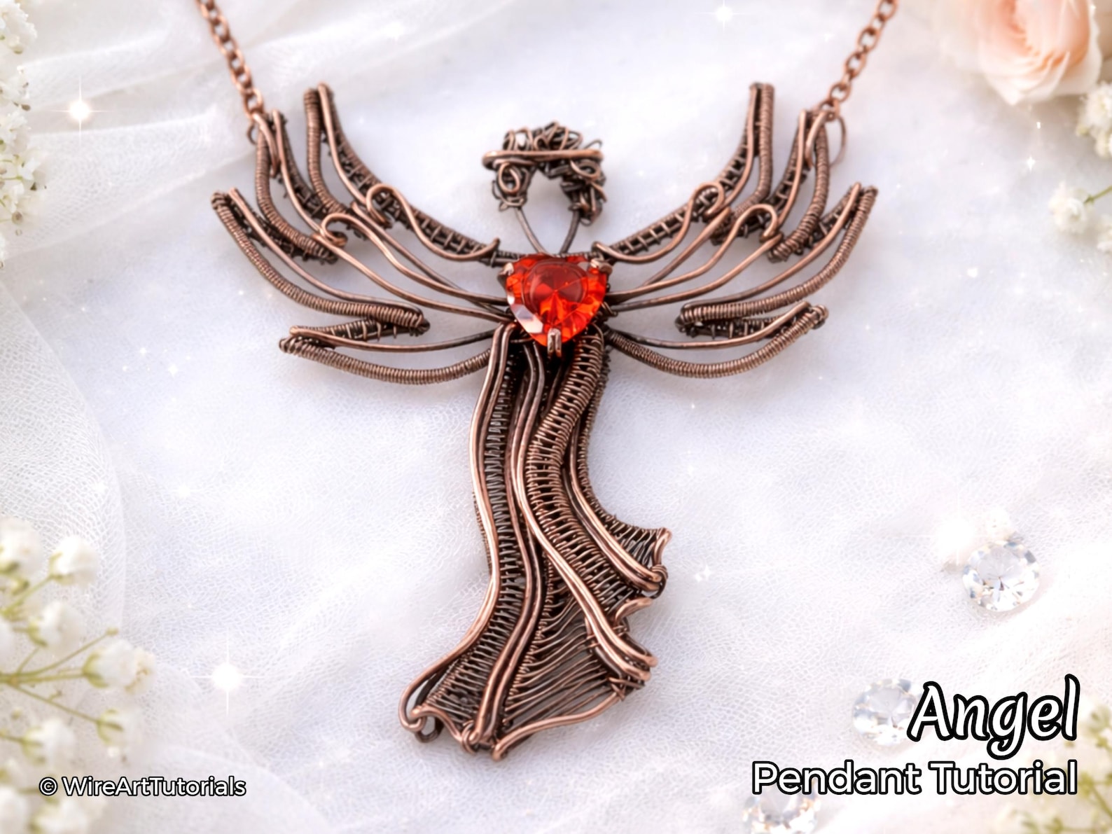 Wire Wrap Tutorial Angel Pendant, Necklace Crystal DIY Jewelry Making ...