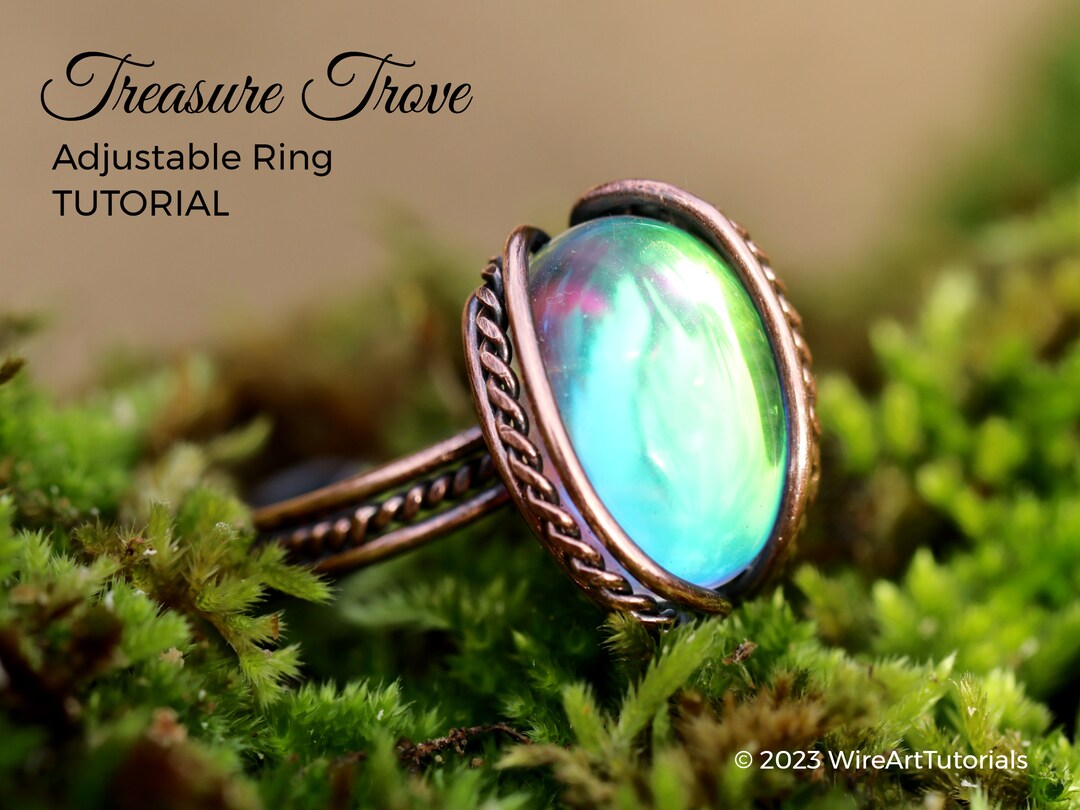TUTORIAL Treasure Trove Ring, Wire Wrapped Woven Jewelry, Cabochon ...