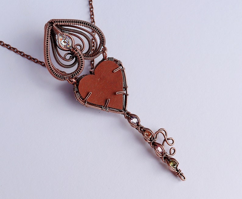 Wire Wrap Tutorial Heart Key Locket Pendantnecklace Crystal | Etsy