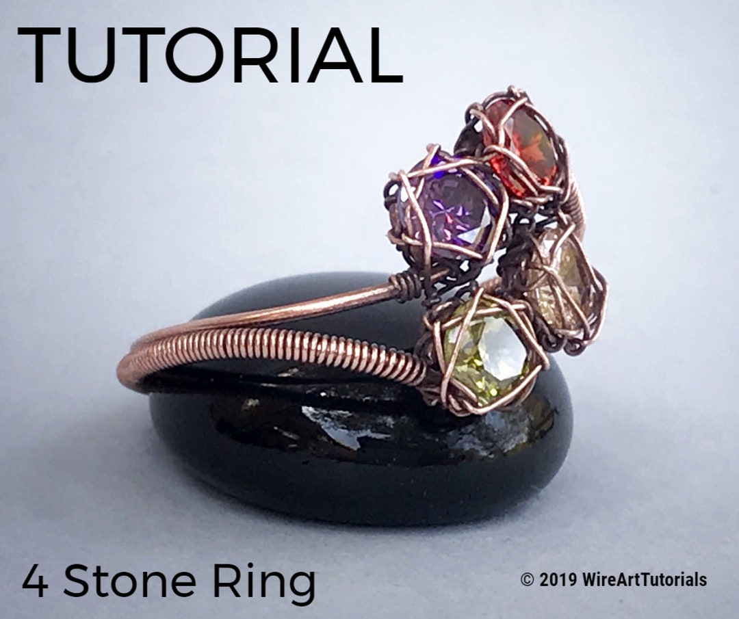 E TUTORIAL "4 Stone" Ring PDF Pattern,wire Wrap Weave Jewelry,copper ...