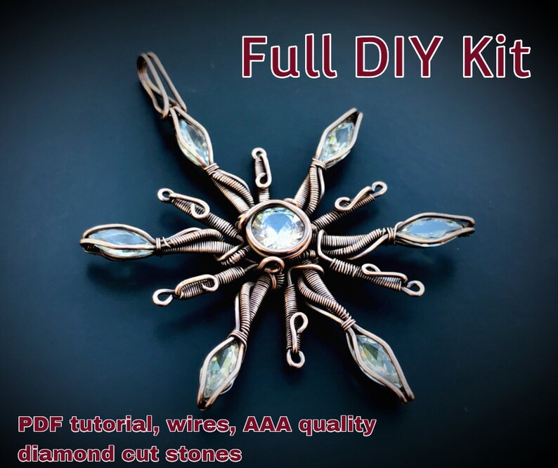FULL KIT Snowflake Pendant Wire Wrap Weaving Tutorial Diy - Etsy