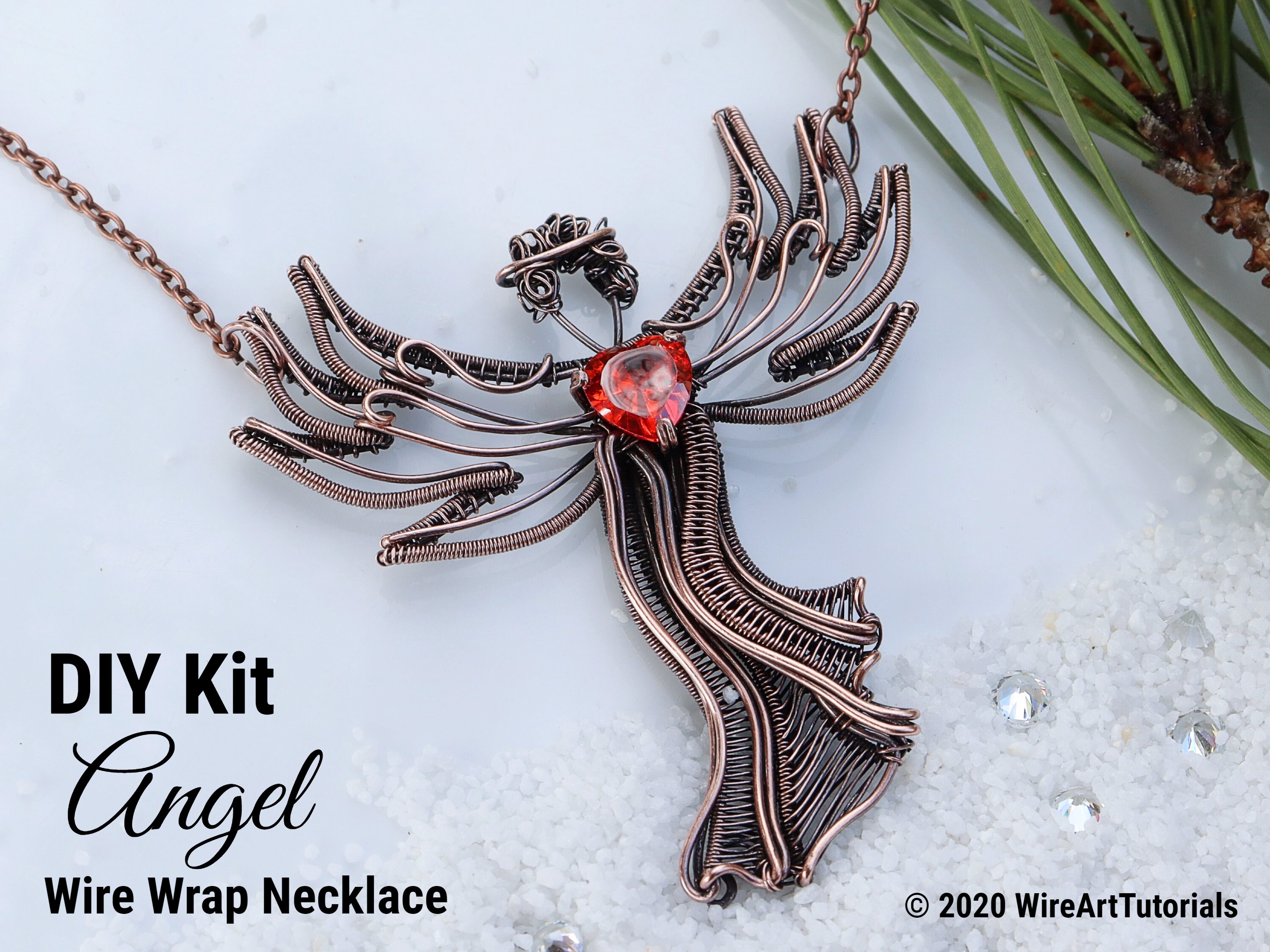 FULL KIT Angel Pendant Necklace Wire Wrap Weaving Tutorial - Etsy
