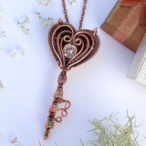 Wire Wrap Tutorial Heart Key Locket Pendant,necklace Crystal DIY ...