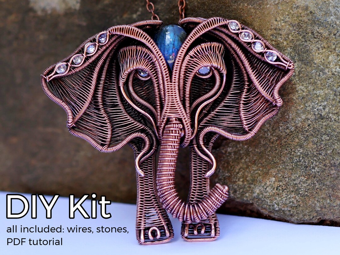 Diy FULL KIT Wire Wrap Elephant Pendant,jewelry Making Materials, Wires ...