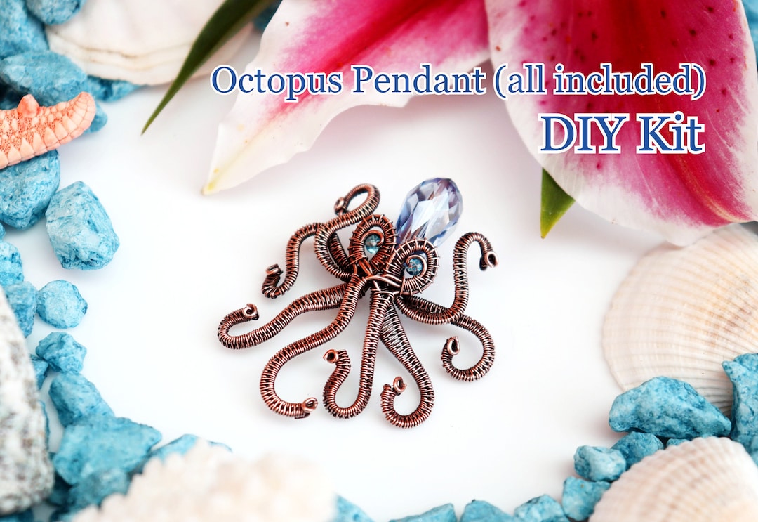 DIY Kit for Beginners: Octopus Pendant, All Included (wires, Stones ...