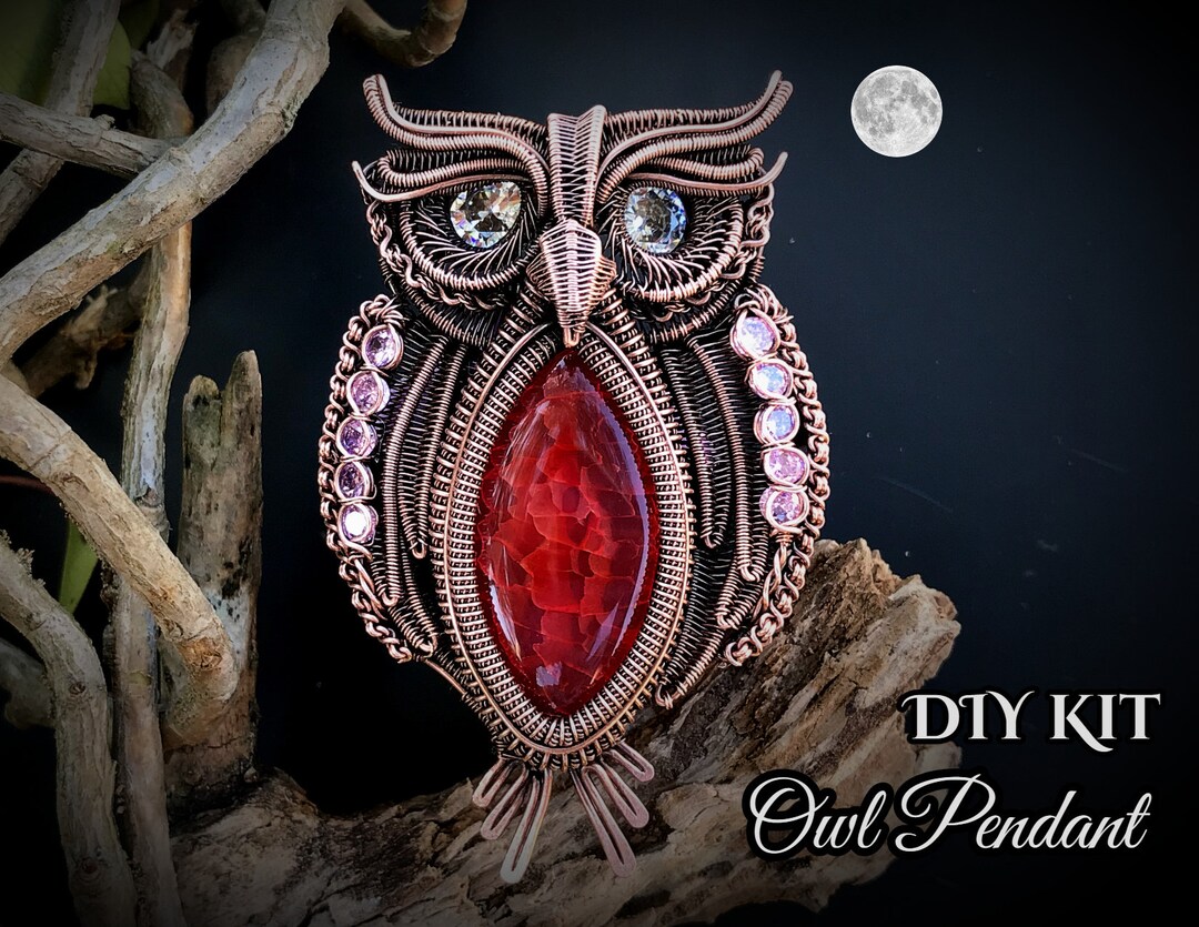 Diy FULL KIT Wire Wrap Owl Pendant,jewelry Making Materials, Wires ...