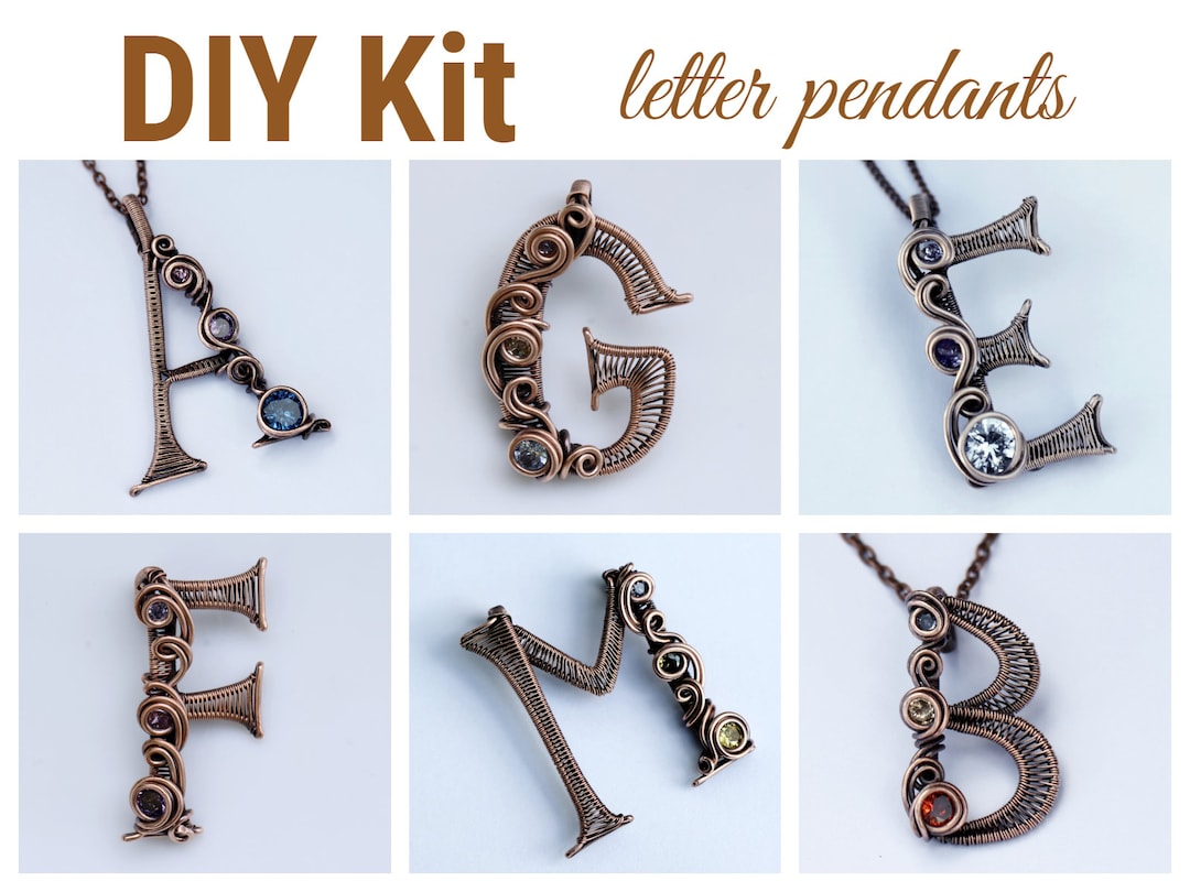 FULL Kit Letter Pendant, All Included Wire Wrapping, Weaving Tutorial ...