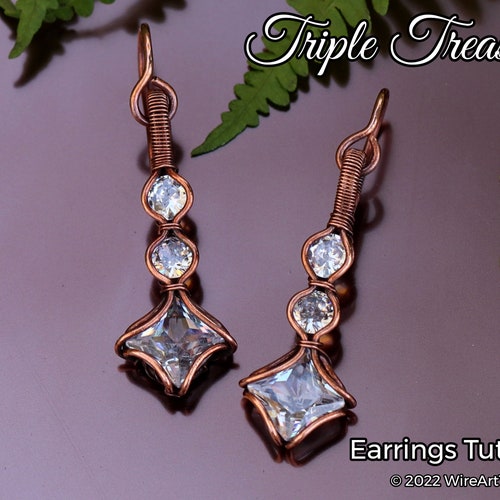 TUTORIAL Triple Treasure Earrings Wire Wrapped Jewelry Making - Etsy