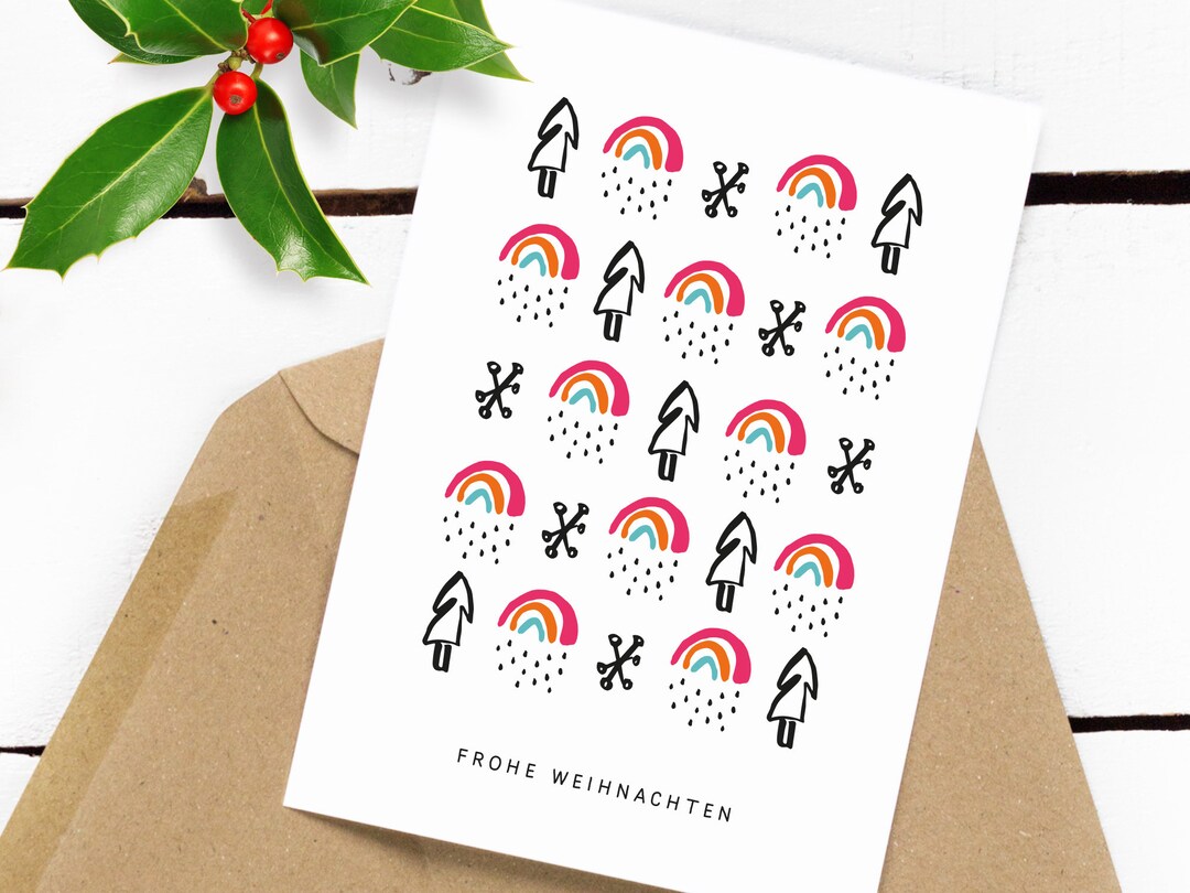 Christmas Card merry Christmas Small Rainbow - Etsy