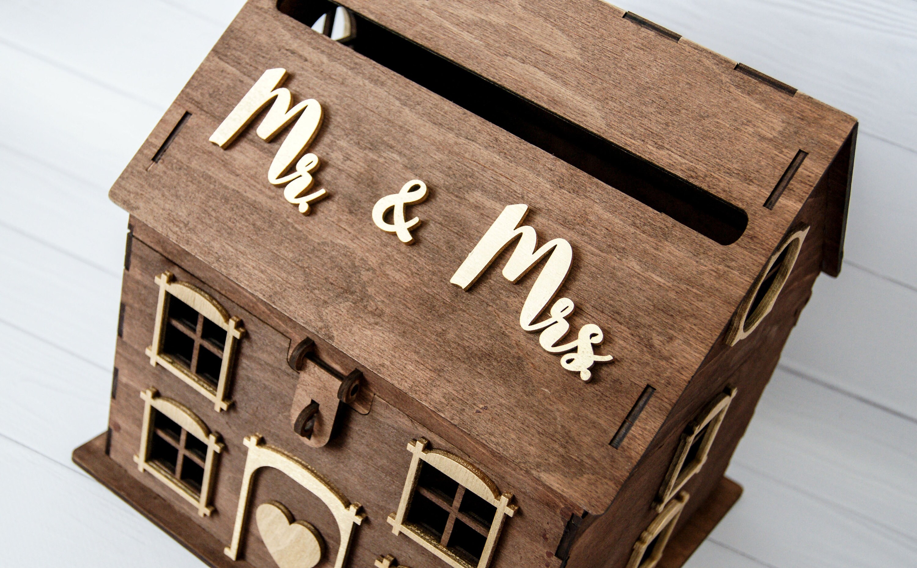 Wood Wedding House Card Box Wedding Card Box With Lock Wedding | Etsy