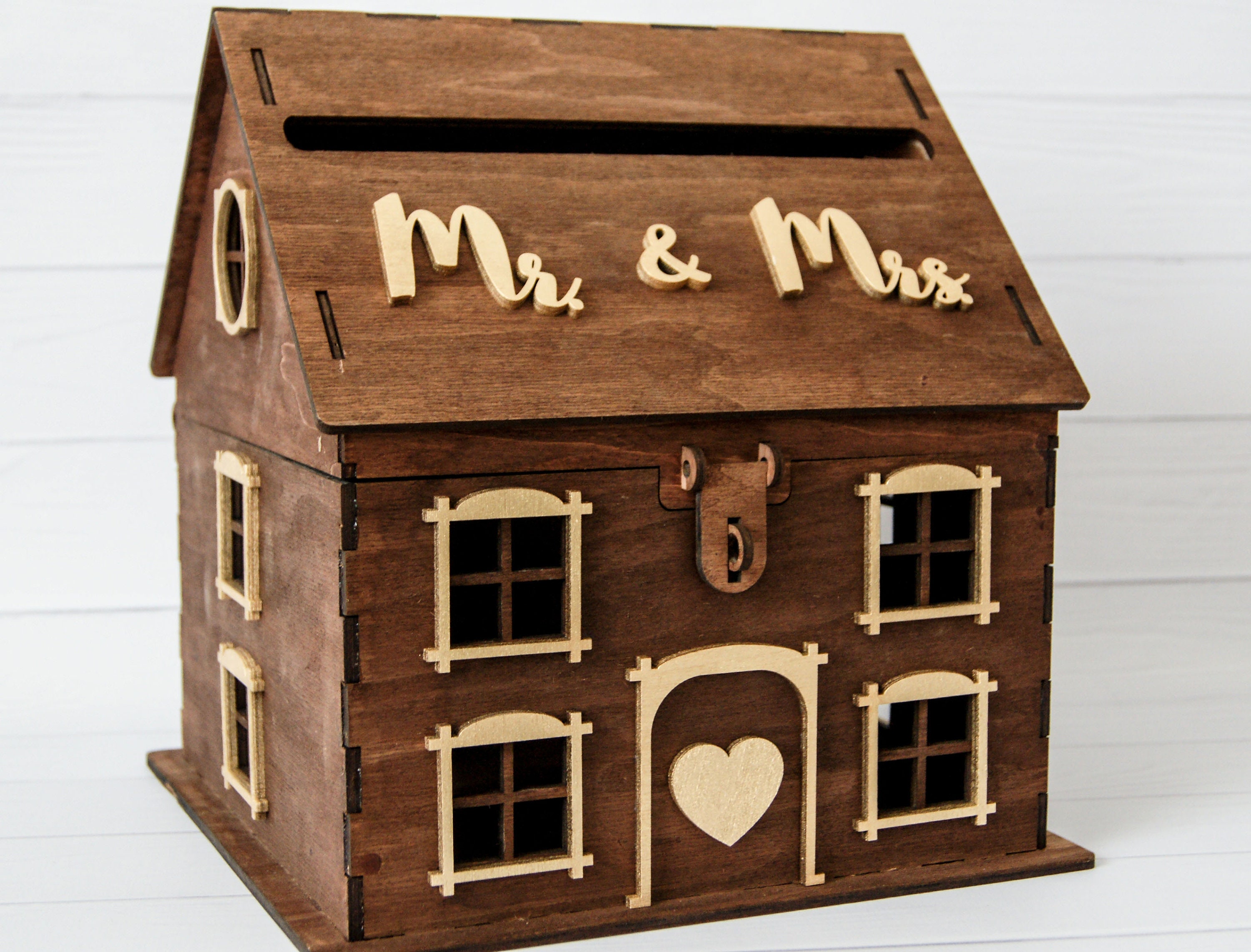 Wood Wedding House Card Box Wedding Card Box With Lock Wedding | Etsy