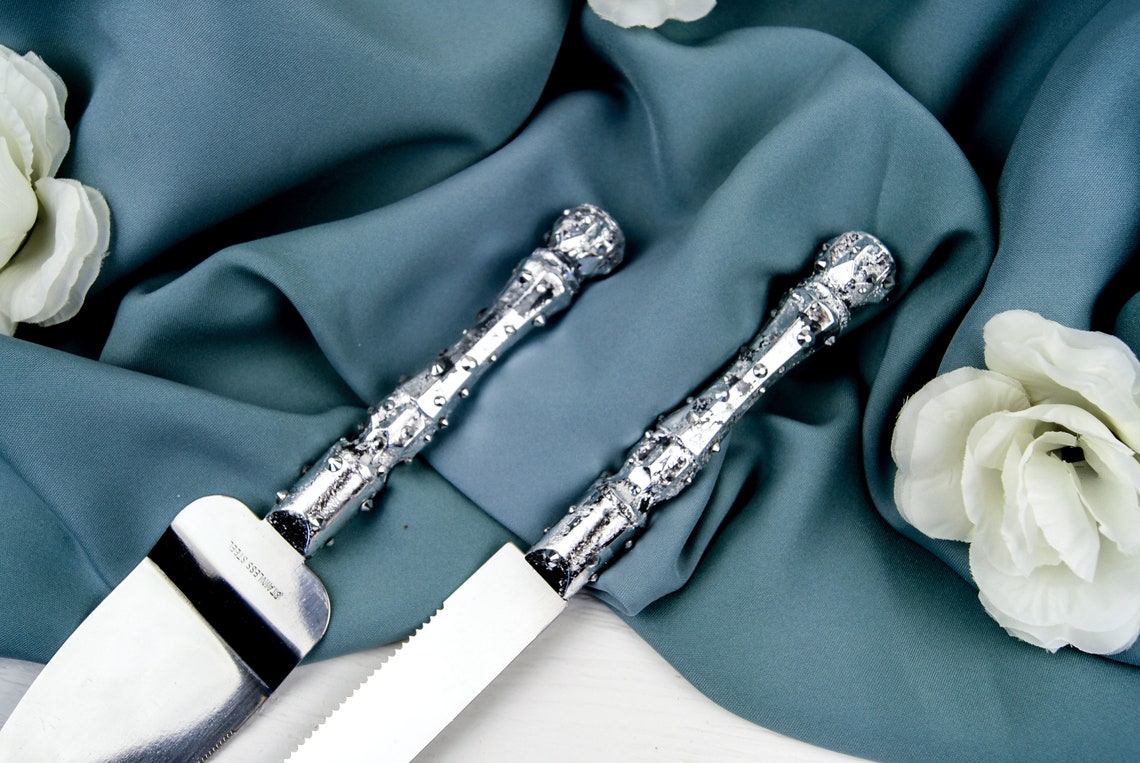 Wedding Cake Cutting Set Silver Crystal Wedding Cake Serving | Etsy