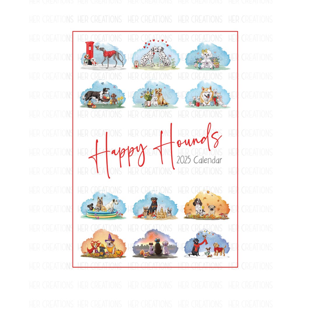 Happy Hounds 2025 Calendar A4 - Etsy UK