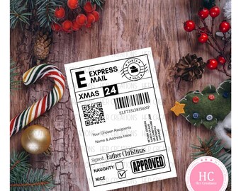 Personalised Santa Delivery Label, Santa Mail, Father Christmas Postage ...