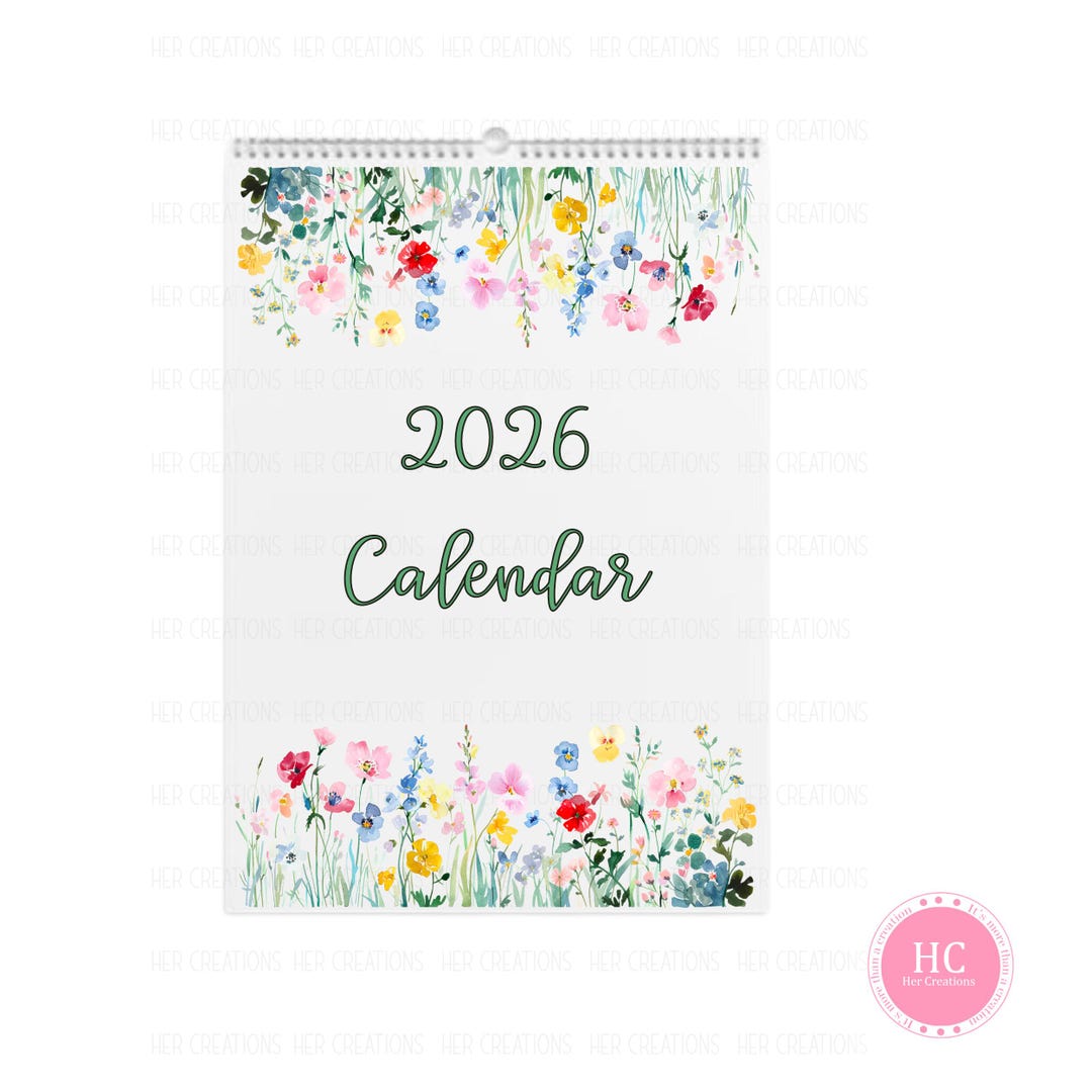 2026 Floral Wall Calendar | A4 Glossy Hanging Calendar | 12-month ...