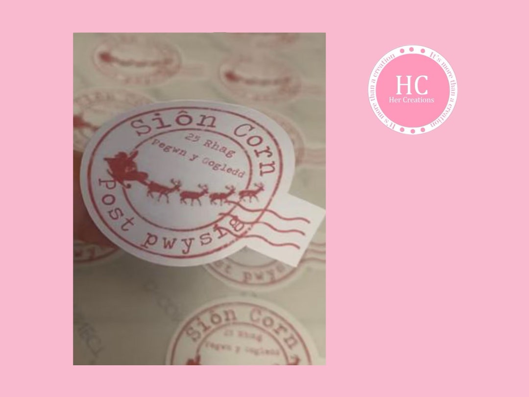 WELSH Christmas Santa POSTAL MARK Stamp Sticker Sheet From the North ...