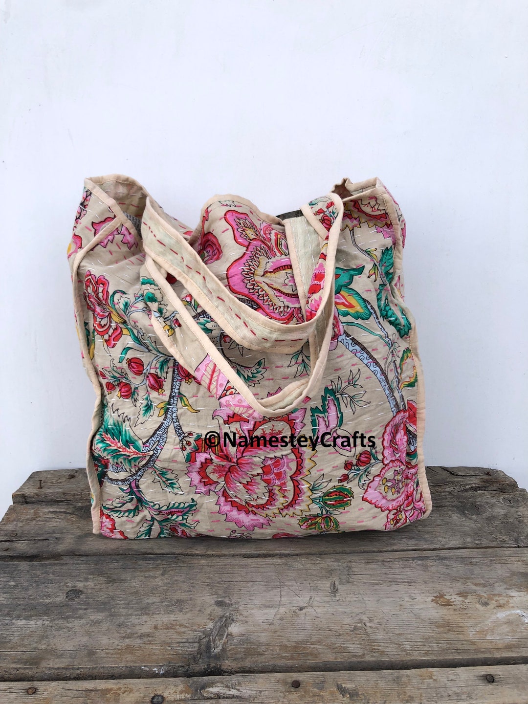 Indian Kantha Bag Tote Bag Hand Stitch Bag Carry Bag Woman Handbag ...