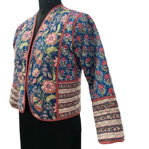 Cotton Women's Quilted Jacket Block Printed Boho Style Quilted Handmade ...