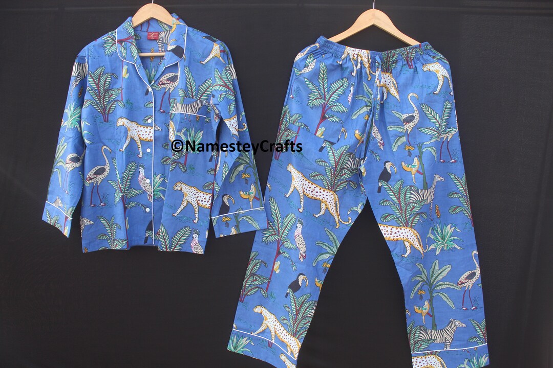 Safari Jungle Print Cotton PJ Set Night Suit Pajama Set Sleepwear Dress ...