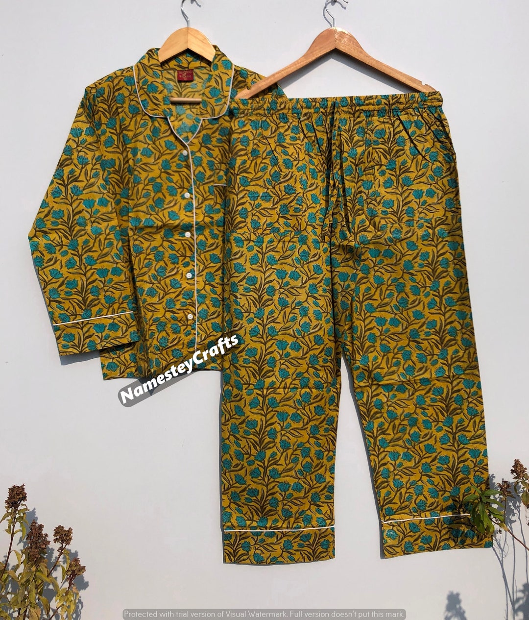 Indian Cotton Pajama Set Cotton Hand Block Print 100% Cotton Light ...