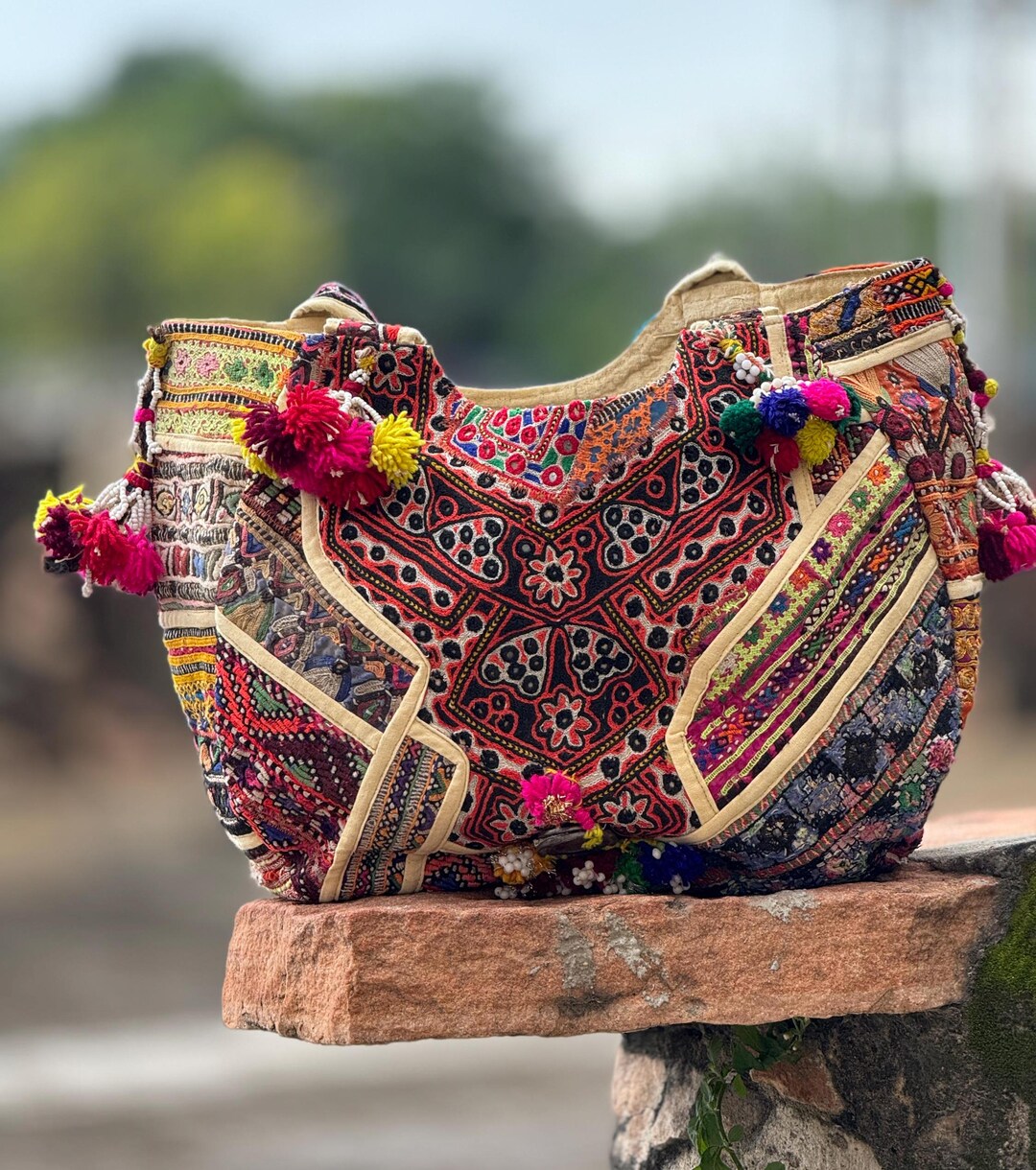 Buy VTG Embroidery Bag Large Tote Afghani Bag Vintage Banjara Bag Woman ...
