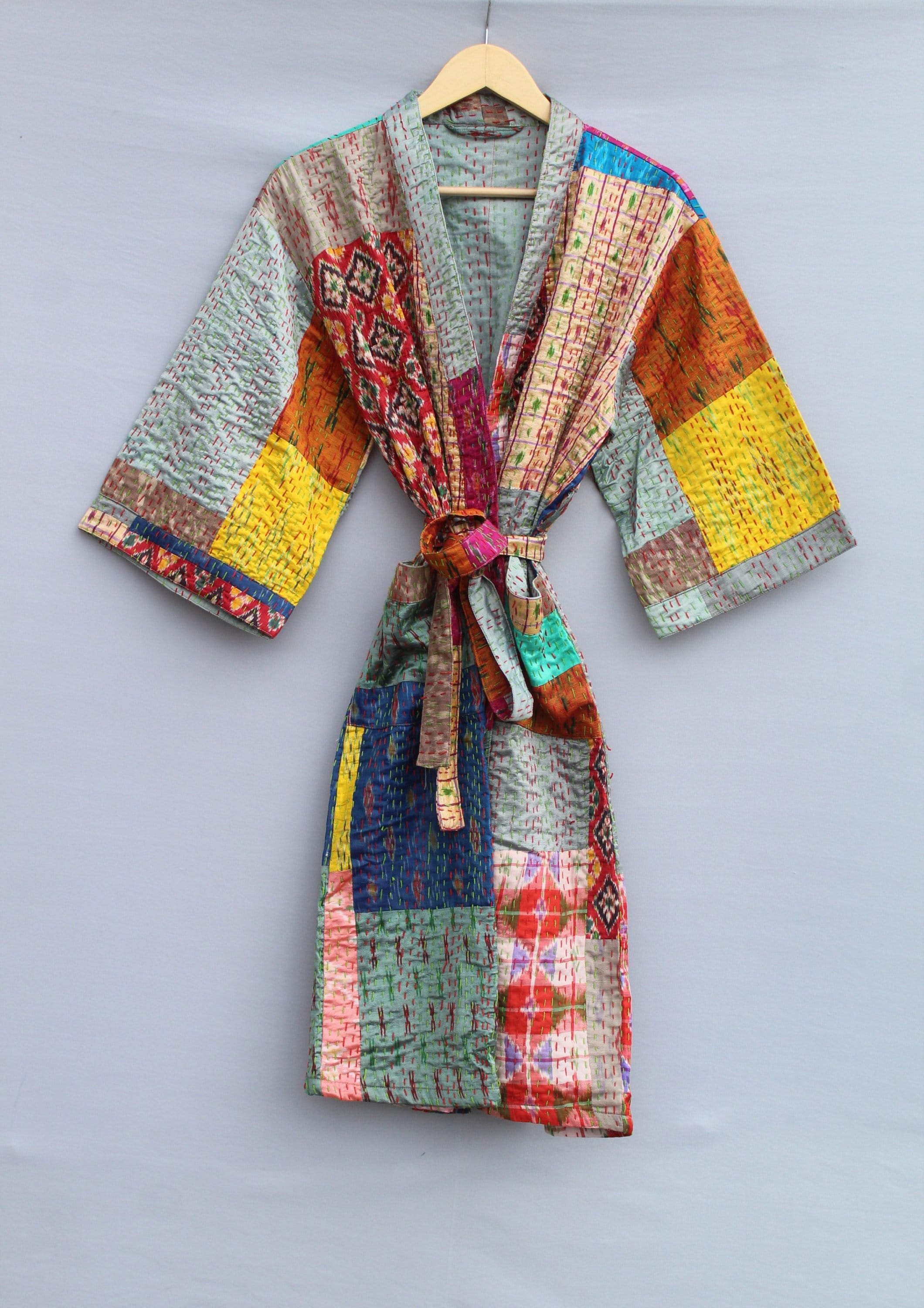 Vintage Silk Sari Kantha Kimono Robes Lover Recycled Dressing Gowns ...